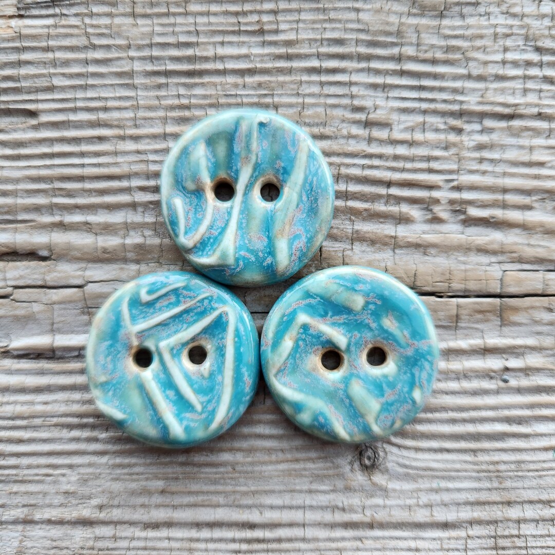 Turquoise Buttons, Pottery Buttons, Button Sets, Sewing Supplies - Etsy