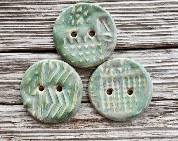 Green Buttons, Ceramic Buttons, Large Buttons - Etsy