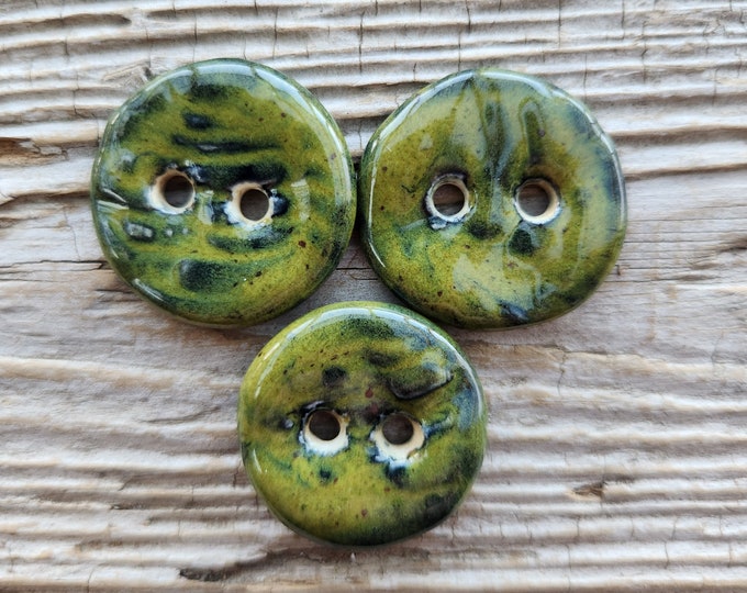 Olive Green Buttons, Handmade Ceramic Buttons, Pottery Buttons, Sewing ...
