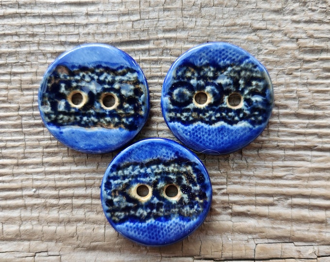 Blue Buttons, Ceramic Buttons, Sewing Notions - Etsy
