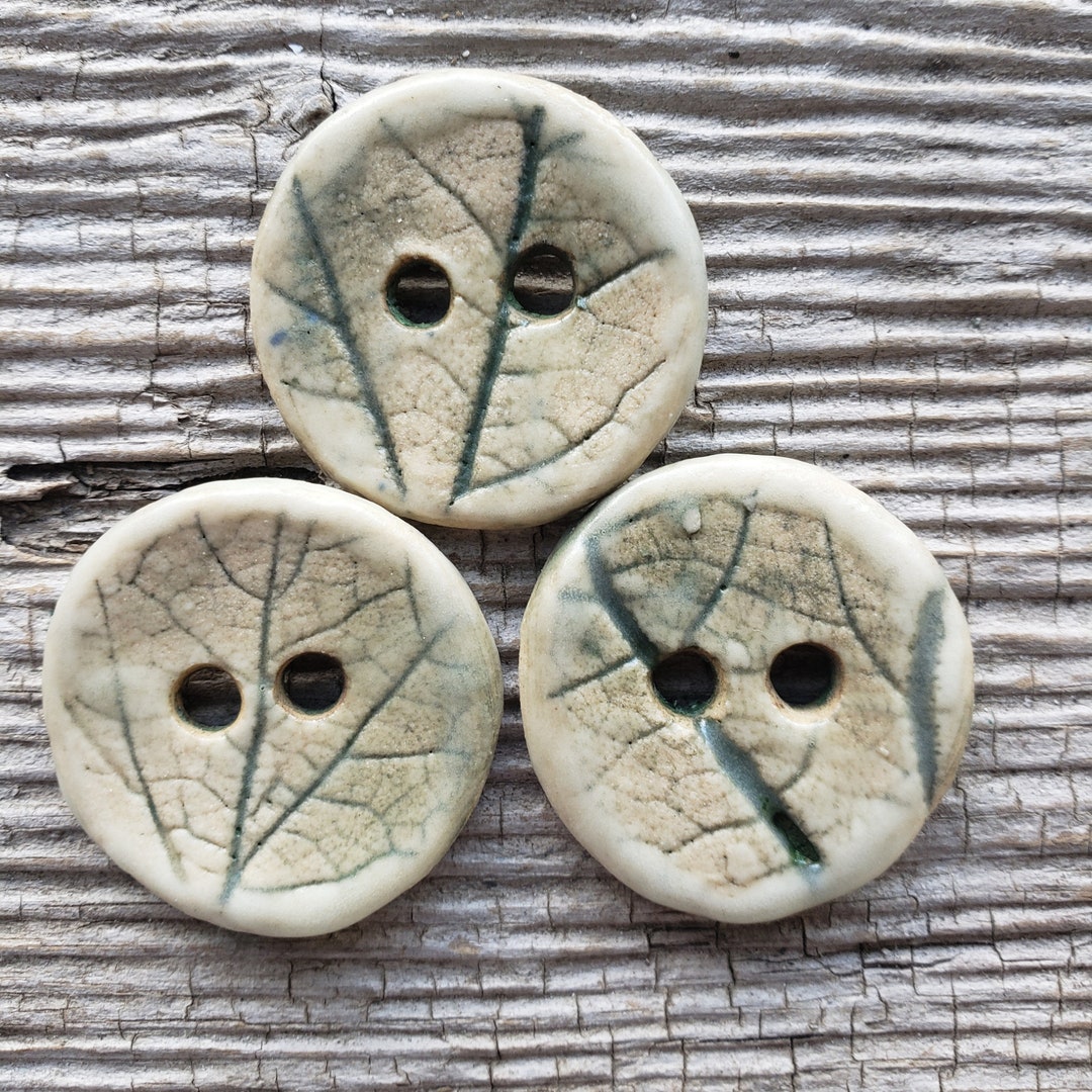 Leaf Buttons, Ceramic Buttons, Green Buttons, Sewing Supplies - Etsy