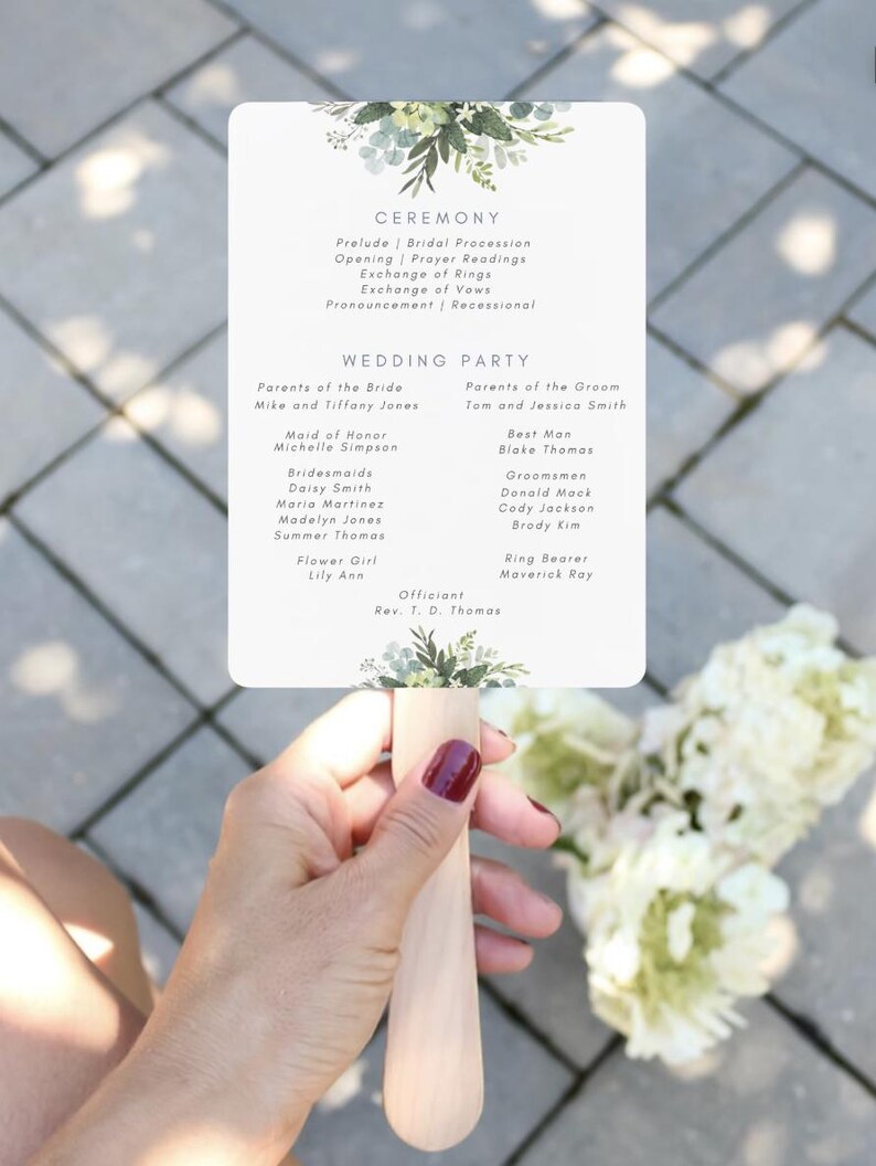 Fan Program Template, Fan Wedding Program, Ceremony Program, Printable ...