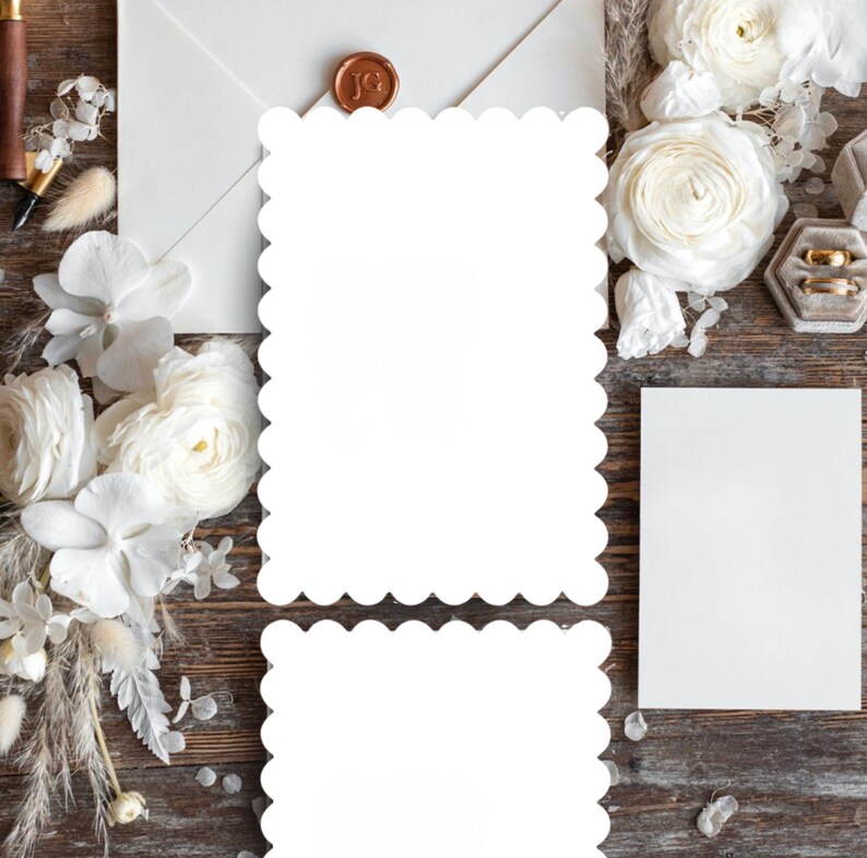 Scalloped Edge Cardstock 5x7 Blank Matte White Ivory DIY Invitations ...
