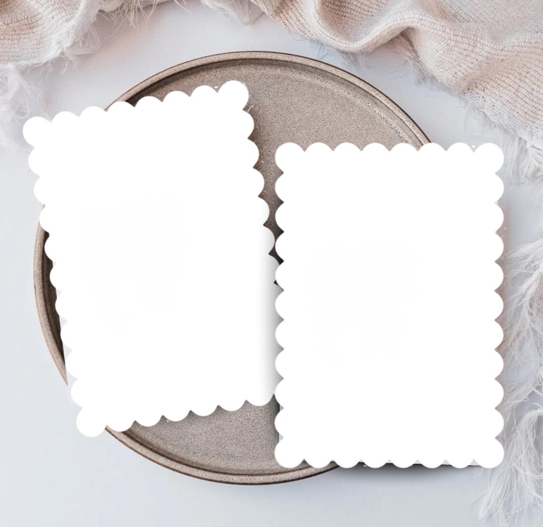 Scalloped Edge Cardstock 5x7 Blank Matte White Ivory DIY Invitations ...
