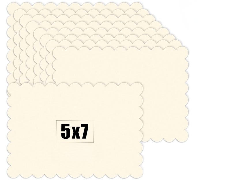 Scalloped Edge Cardstock 5x7 Blank Matte White Ivory DIY Invitations ...