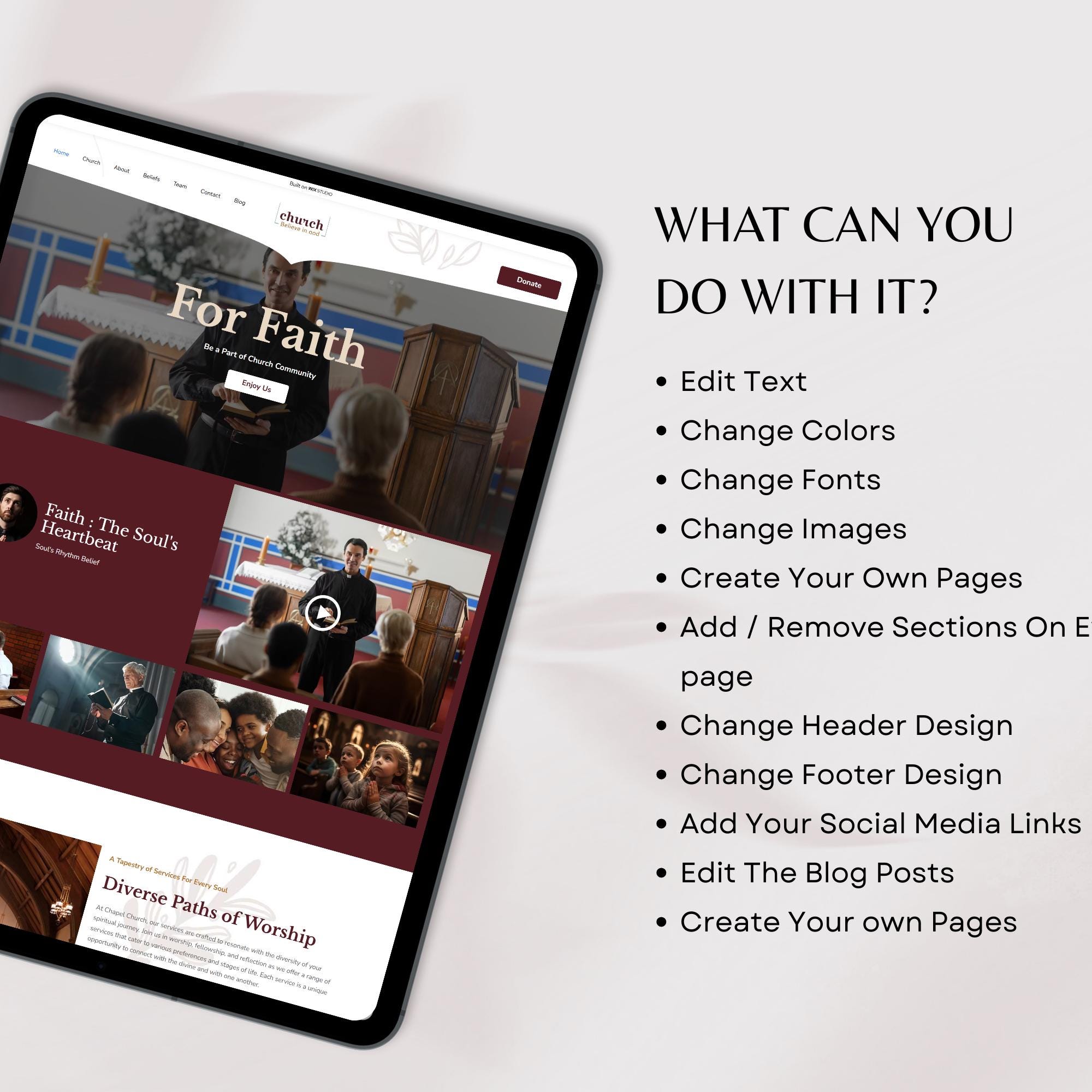 Wix Studio Church Website Template: Christian Ministry Design - Etsy
