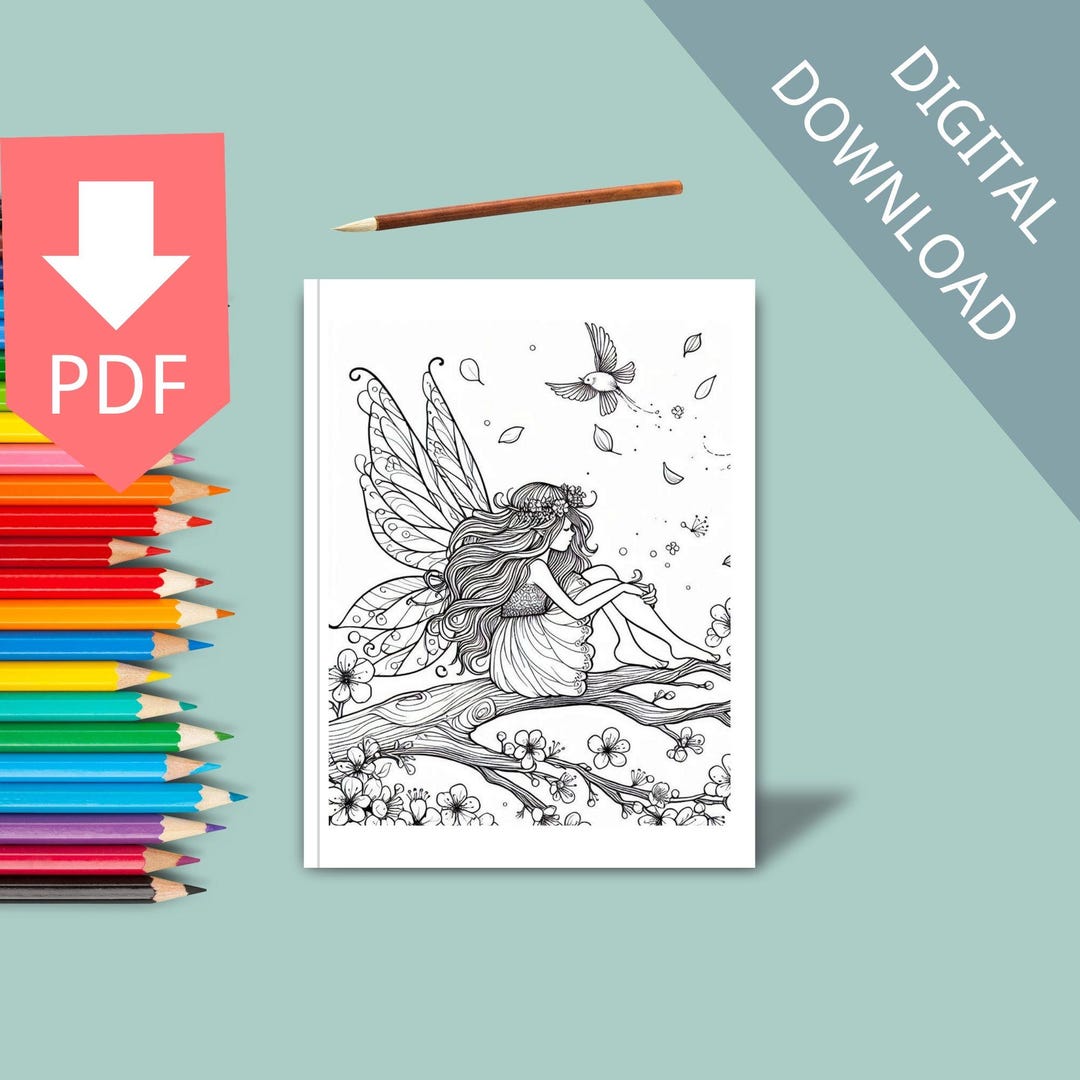 Fairy and Fairy Houses Coloring Pages, Printable Fairy Coloring Pages ...