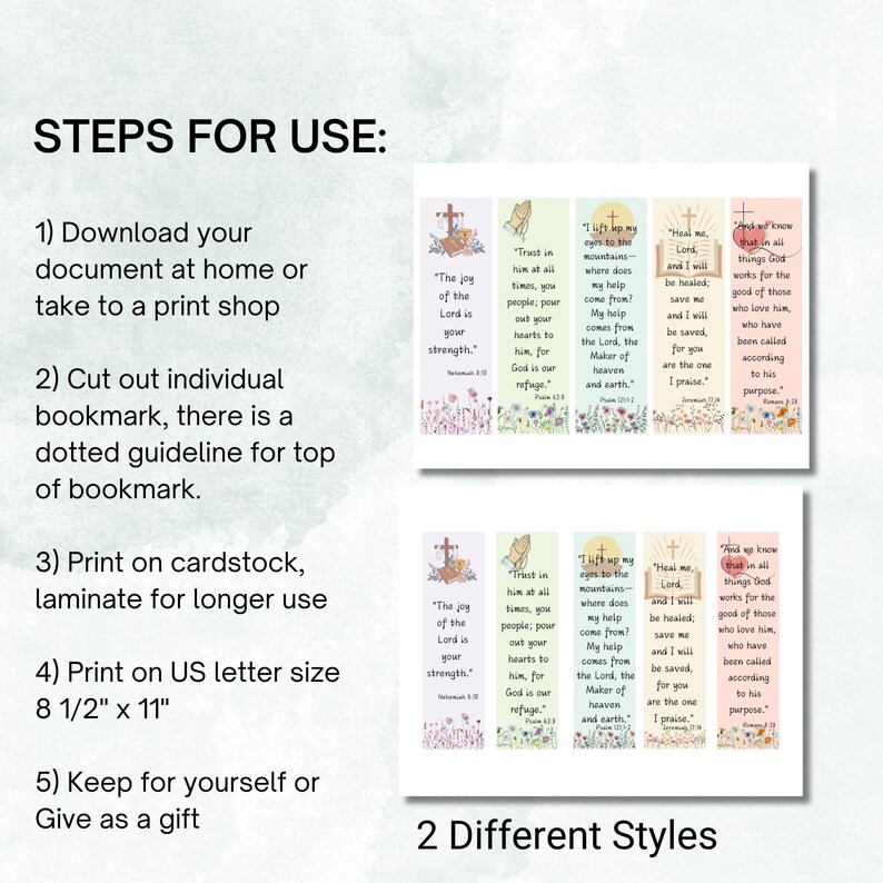 Bible Verse Bookmarks, Inspirational Christian Bookmarks, Printable ...