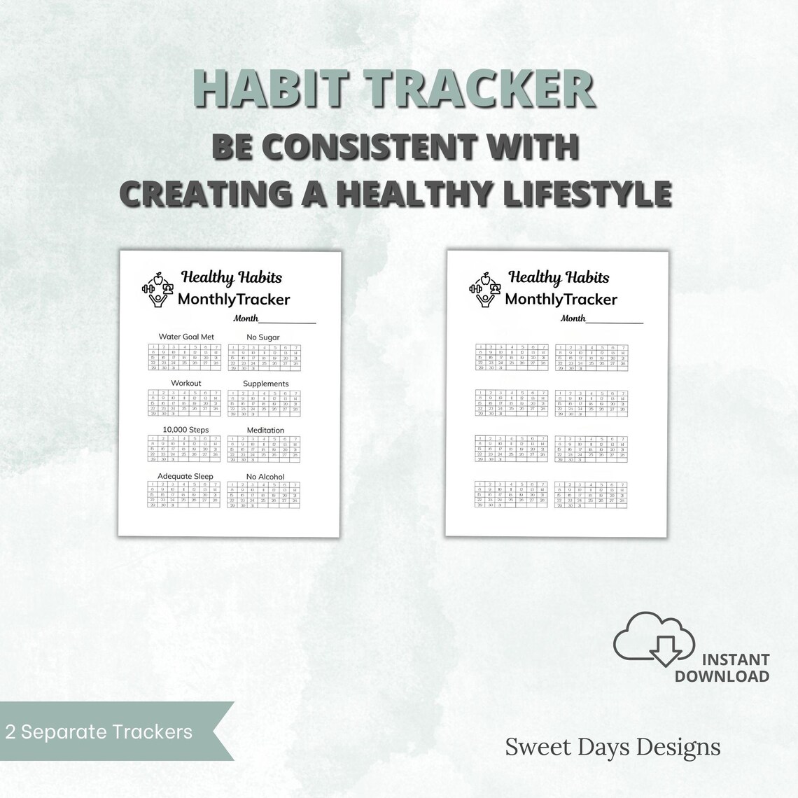 Printable Healthy Habits Tracker: Minimalist Design (digital Download ...