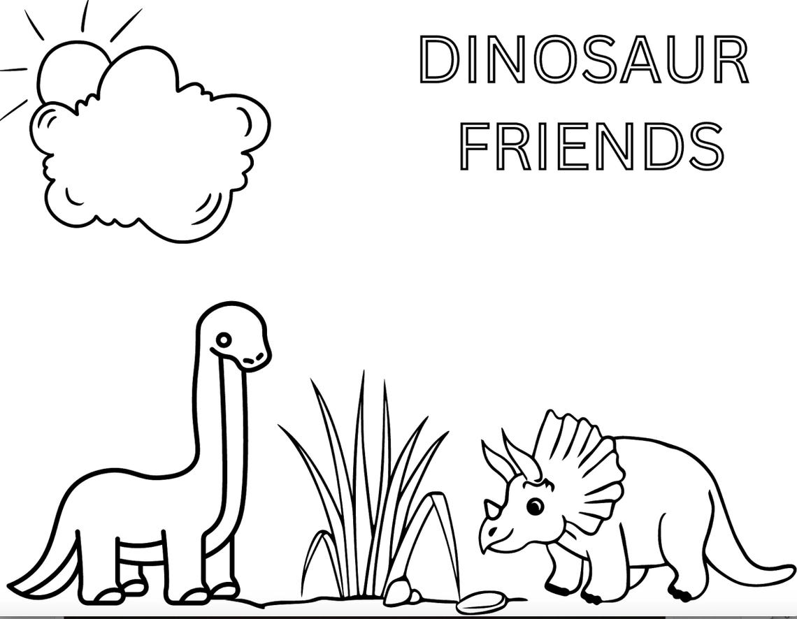 Coloring Page - Dinosaur Friends - Etsy