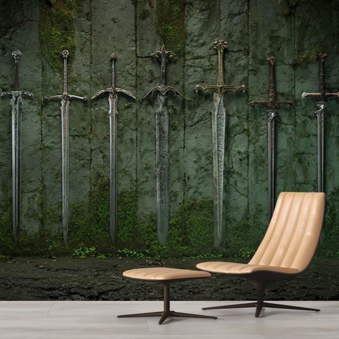 Medieval Sword Collection Wallpaper: Gothic Knight Decor, Peel and ...