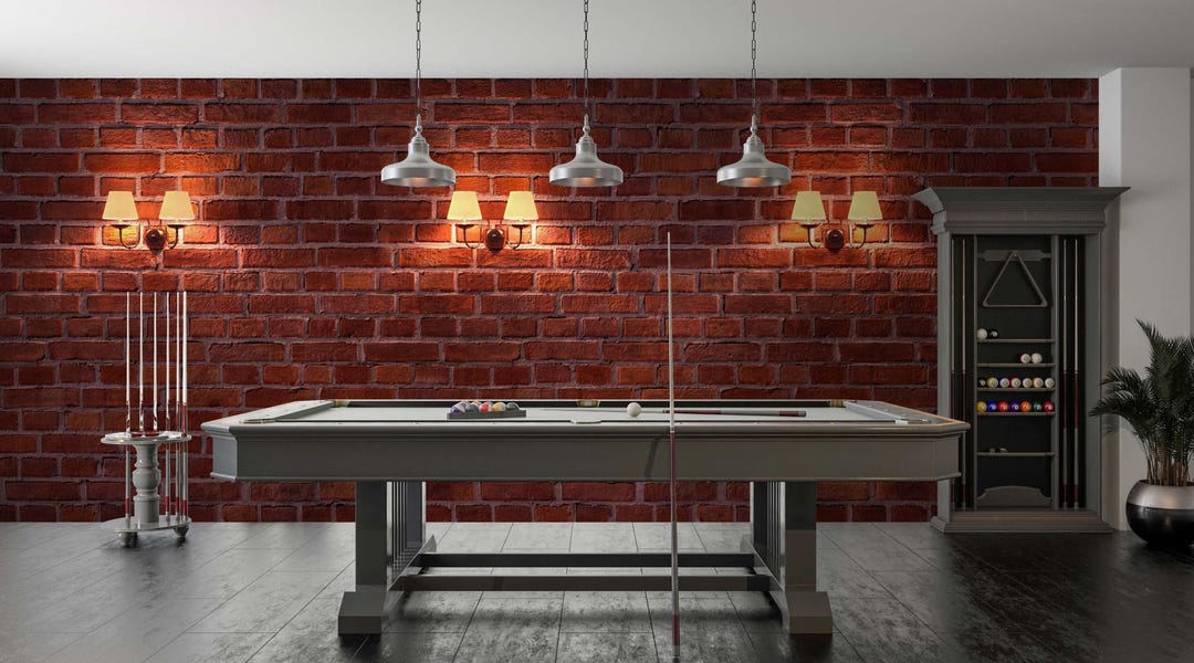 Decorative Bricks Wall Mural, Red Bricks and Lamp Wallpaper, Removable ...