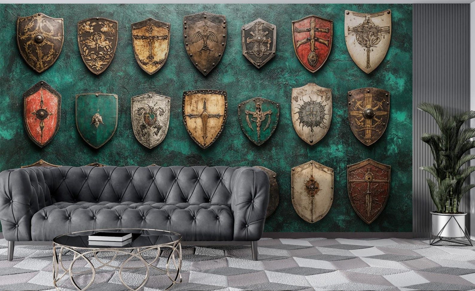 Medieval Shields Wallpaper Historical Knight Armor Peel and Stick Wall ...