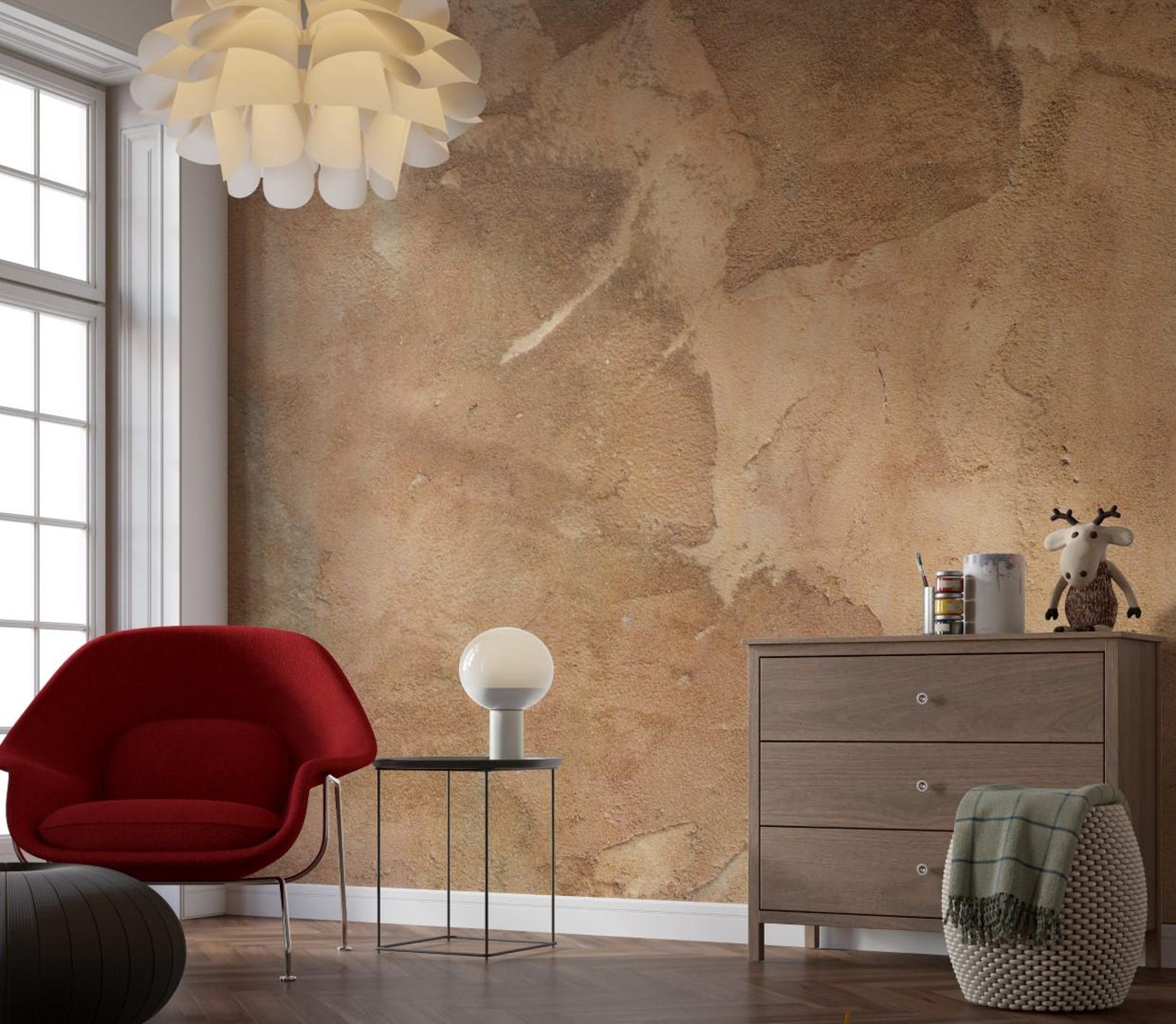 Rustic Plaster Texture Peel and Stick Wallpaper: Industrial Faux ...