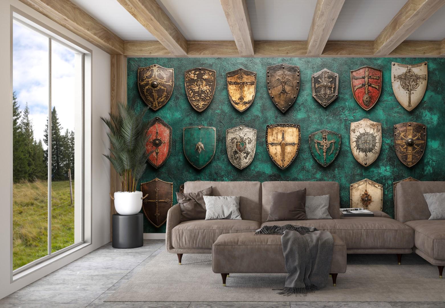 Medieval Knight Shields Wallpaper: Historical Armor Peel and Stick Wall ...