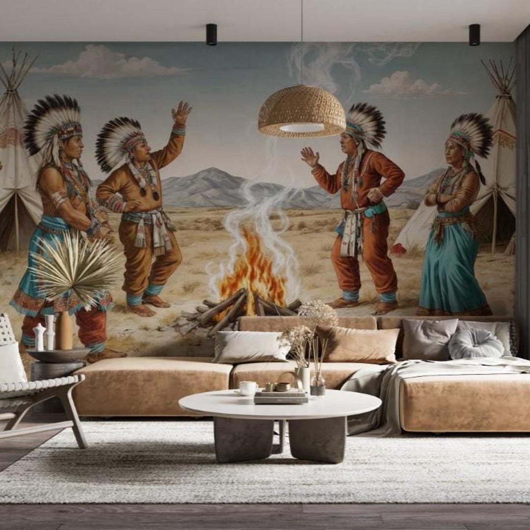 Native American Wallpaper Blue Sky Mural Peel and Stick Vinly Non Woven ...