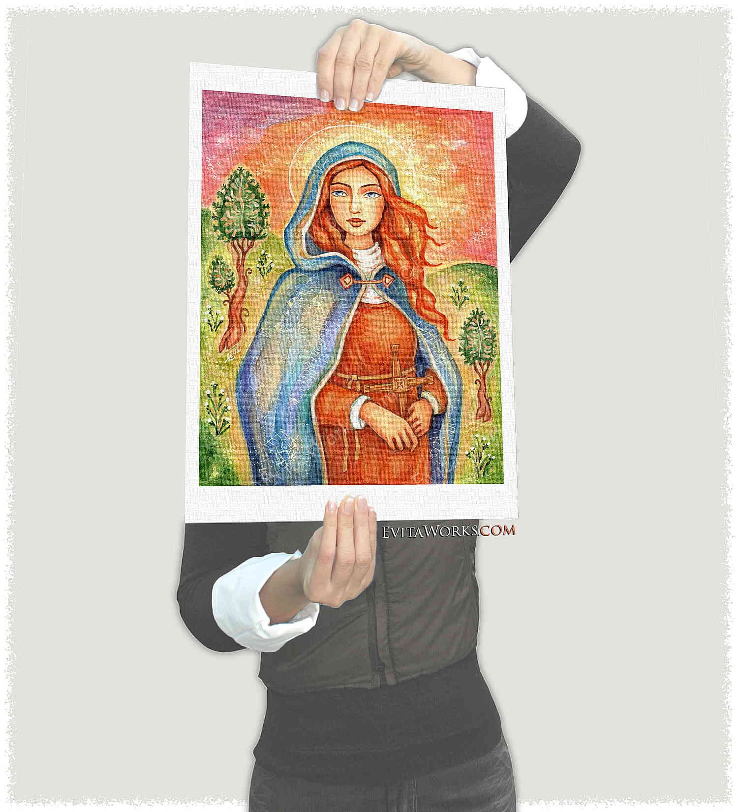 Saint Brigid of Ireland Artwork, Modern Christian Art Wall Decor - Etsy