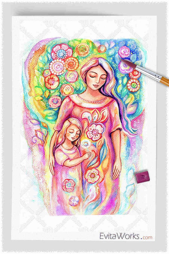 Mother Daughter Artwork Spiritual Maternity Divine Feminine - Etsy