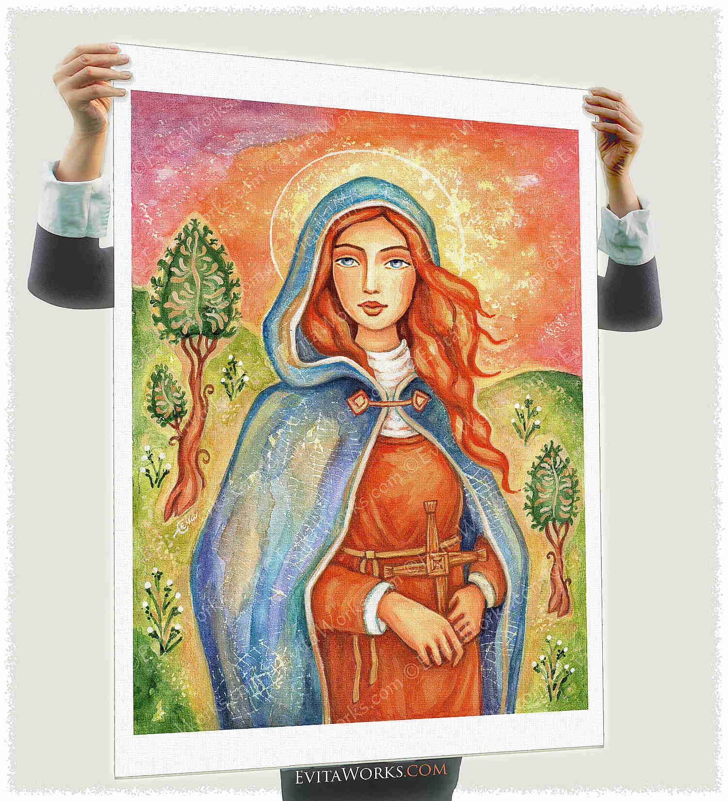 Saint Brigid of Ireland Artwork, Modern Christian Art Wall Decor - Etsy