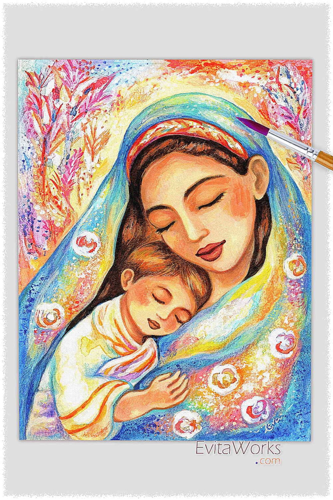 Mother Loving Child Artwork, Spiritual Maternity, Modern Christian Art ...
