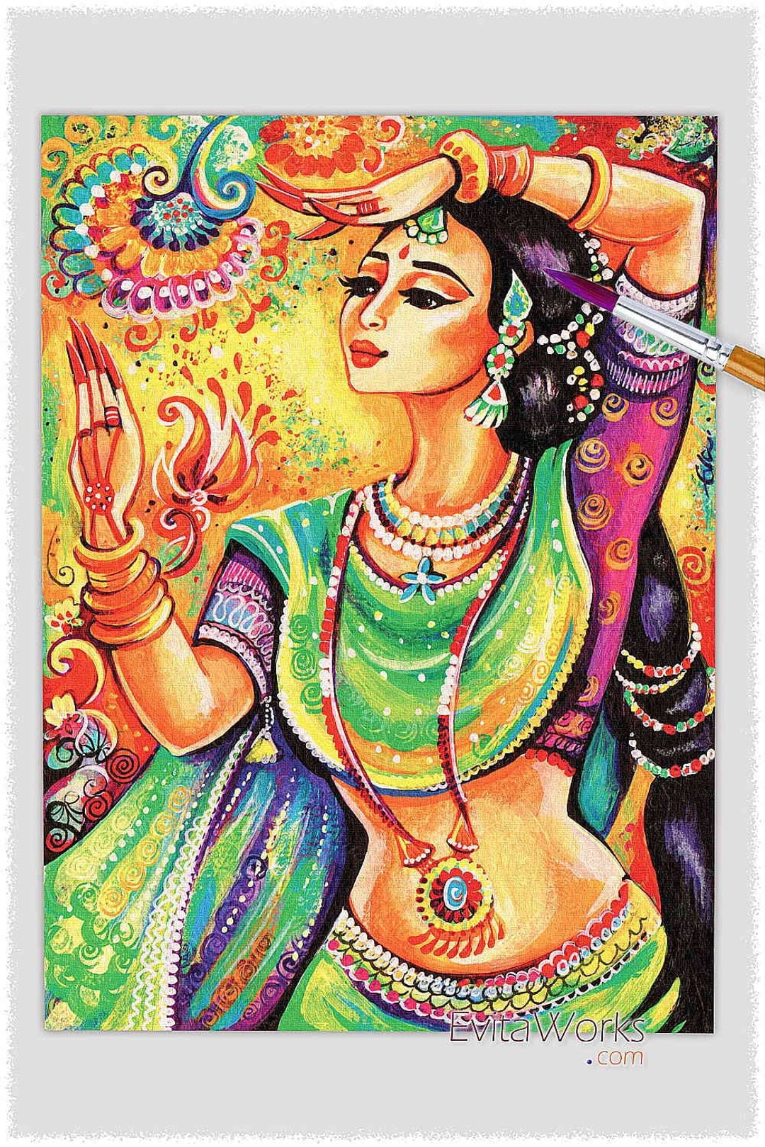 Indian Dancer Woman Artwork, Henna Tattoo, Mudra Hands - Etsy