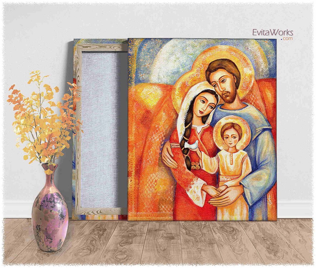Holy Family, Nativity Scene, Canvas Icon, a Savior is Born, Catholic ...