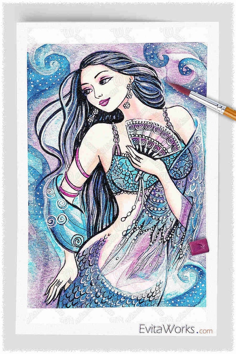 Exotic Dancer Indian Mermaid Home Decor Artwork Sea Girl - Etsy