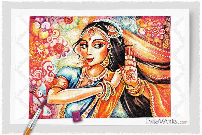 Indian Dancer Woman Artwork Henna Tattoo Mudra Hands - Etsy