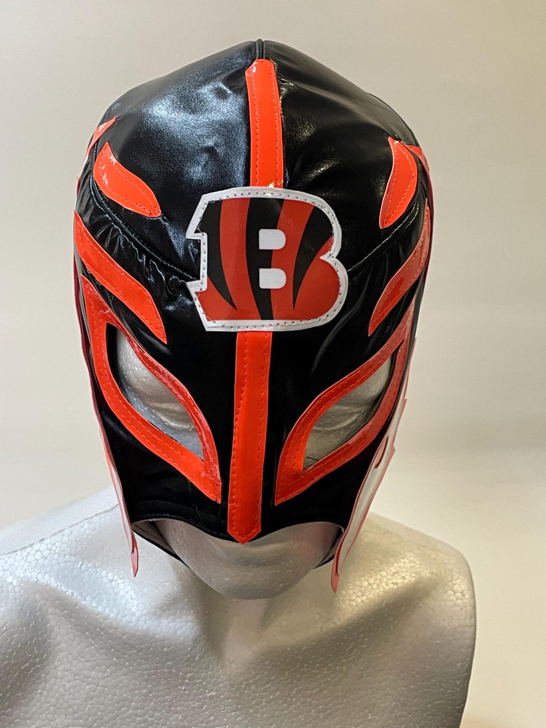Cincinnati Bengals Wrestler Mask, Bengals Mask, Leather-like Black ...