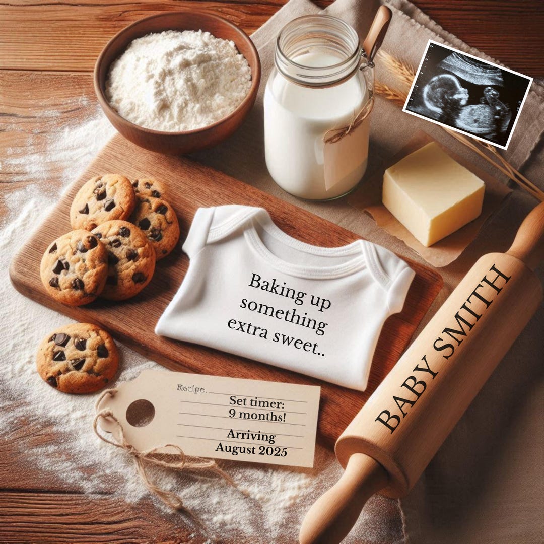 Baking Something Sweet Cookies Pregnancy Announcement Digital Template ...