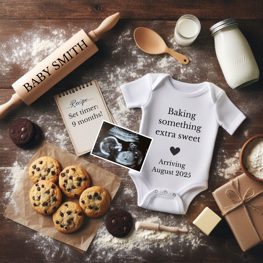 Baking Something Sweet Cookies Pregnancy Announcement Digital Template ...