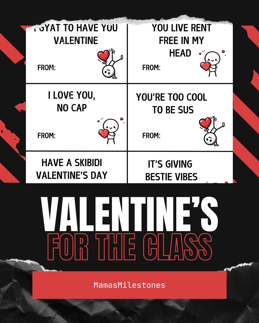 Printable Valentine's Day Cards for Class, Kids Slang Valentine's Cards ...