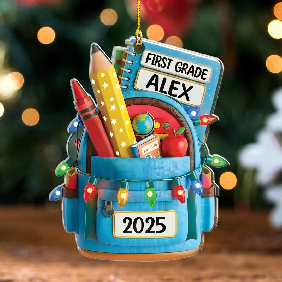 Personalized School Backpack 2D Ornament, School Ornament, First Day of ...