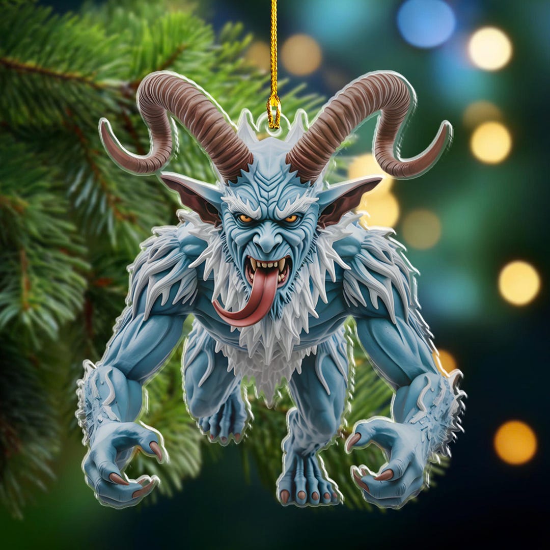 Ice Krampus Christmas Ornament, Blue Krampus Horror Ornament, Dark ...