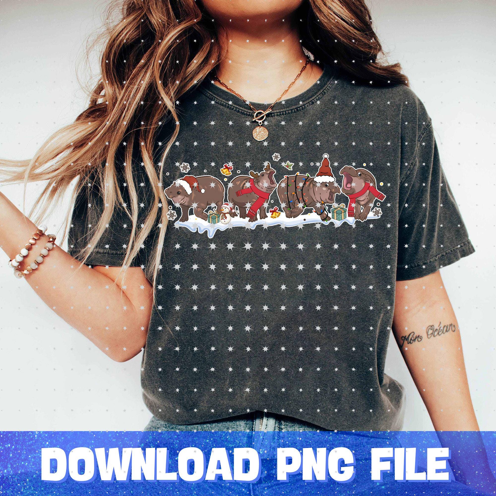 Moo Deng Christmas PNG Bundle, Merry Moodengmas Png, Baby Hippo Moo ...
