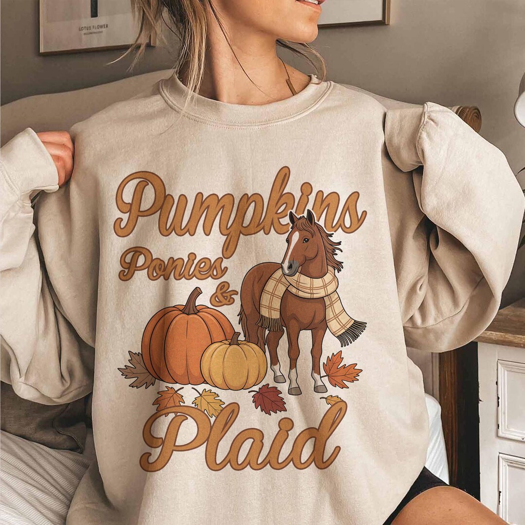 Pumpkins Ponies and Plaid Horse Shirts, Thanksgiving Horse, Western Autumn Tee, Cute Horse Lover ...