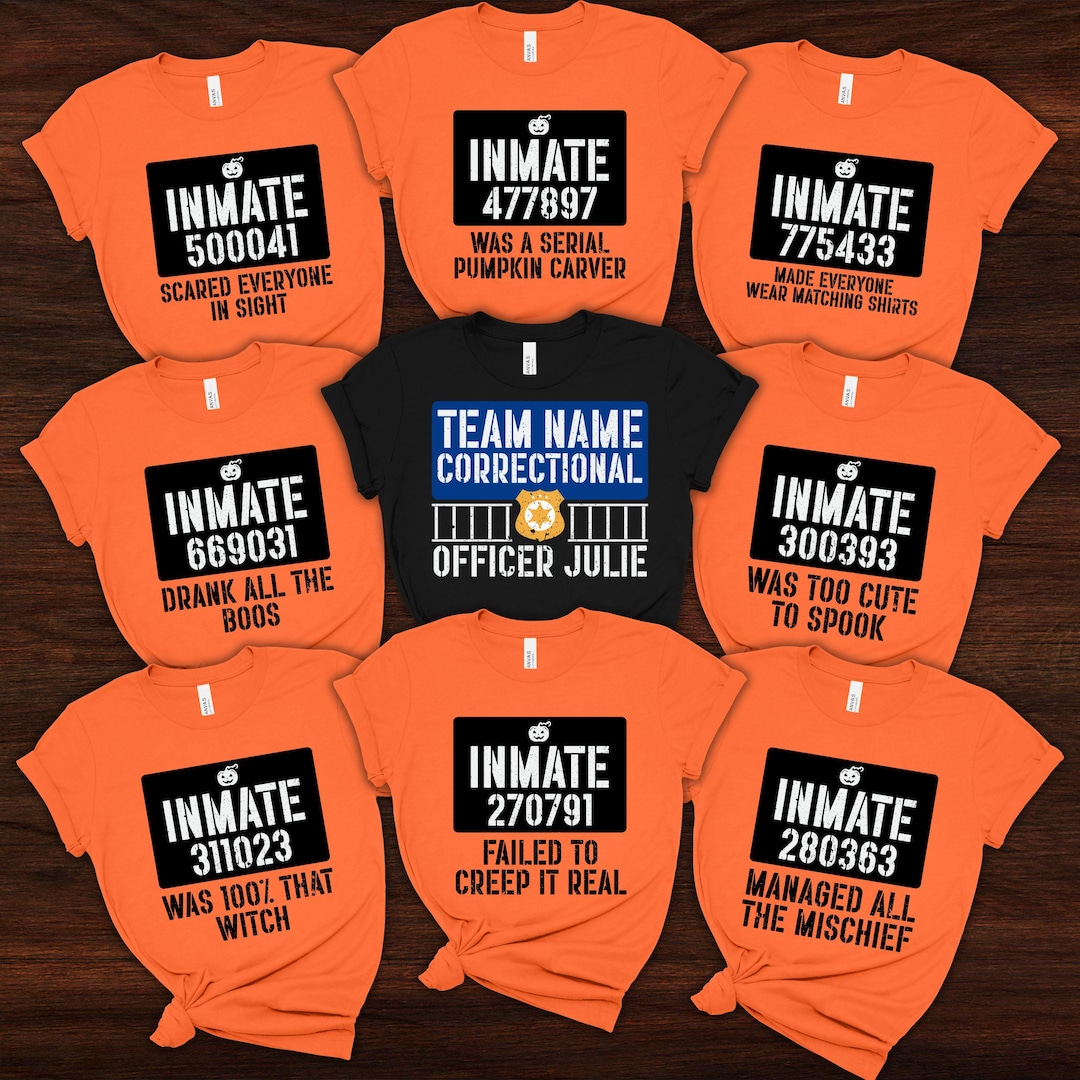 Custom Jail Inmate Halloween Costume Shirts, Prisoners and Cops, Prison ...