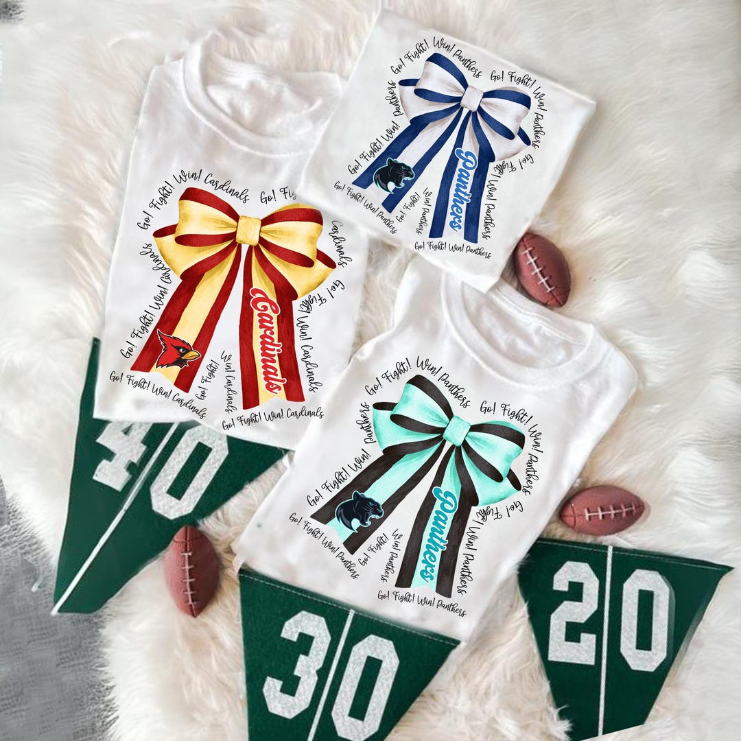 Custom Go Fight Win Mascot Coquette Watercolor Shirt, Coquette Bows ...