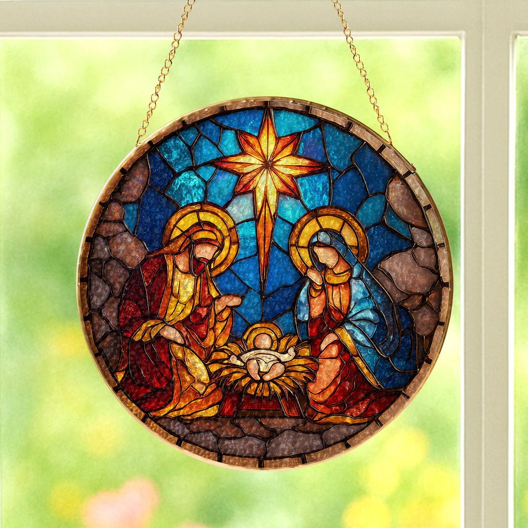 Nativity Scene Suncatcher Ornament, Holy Family Christmas Gift ...
