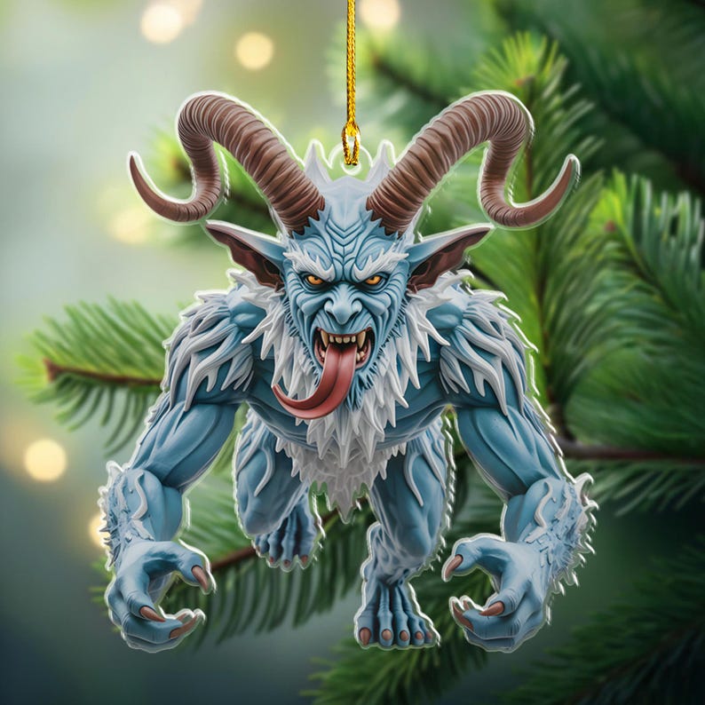 Ice Krampus Christmas Ornament, Blue Krampus Horror Ornament, Dark ...