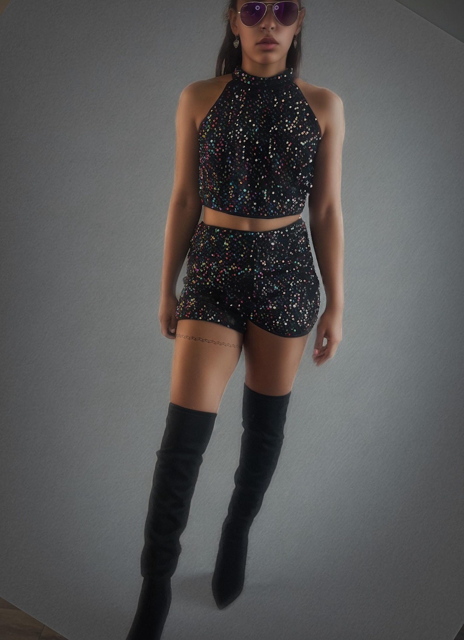 Sequin Rave Outfit With Crop Top and Shorts/ Festival Clothing ...