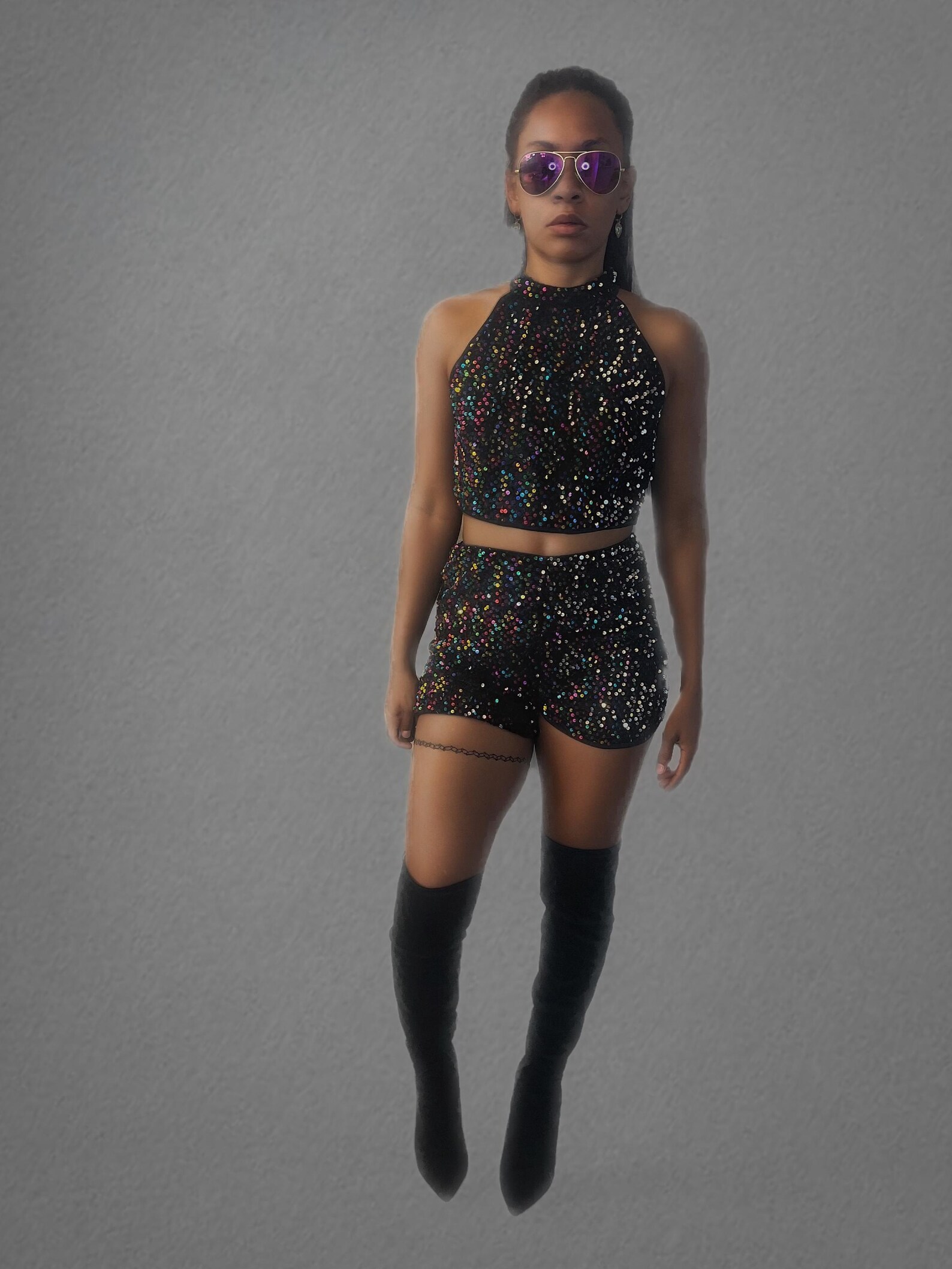 Sequin Rave Outfit With Crop Top and Shorts/ Festival Clothing ...