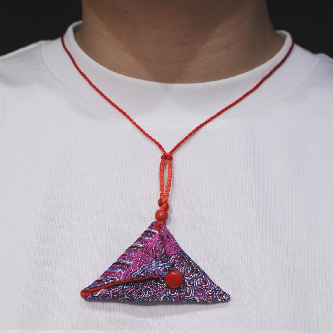 Purple Triangle Pouch, Hand Made Pouch, Mini Bag With Rope, Talisman ...