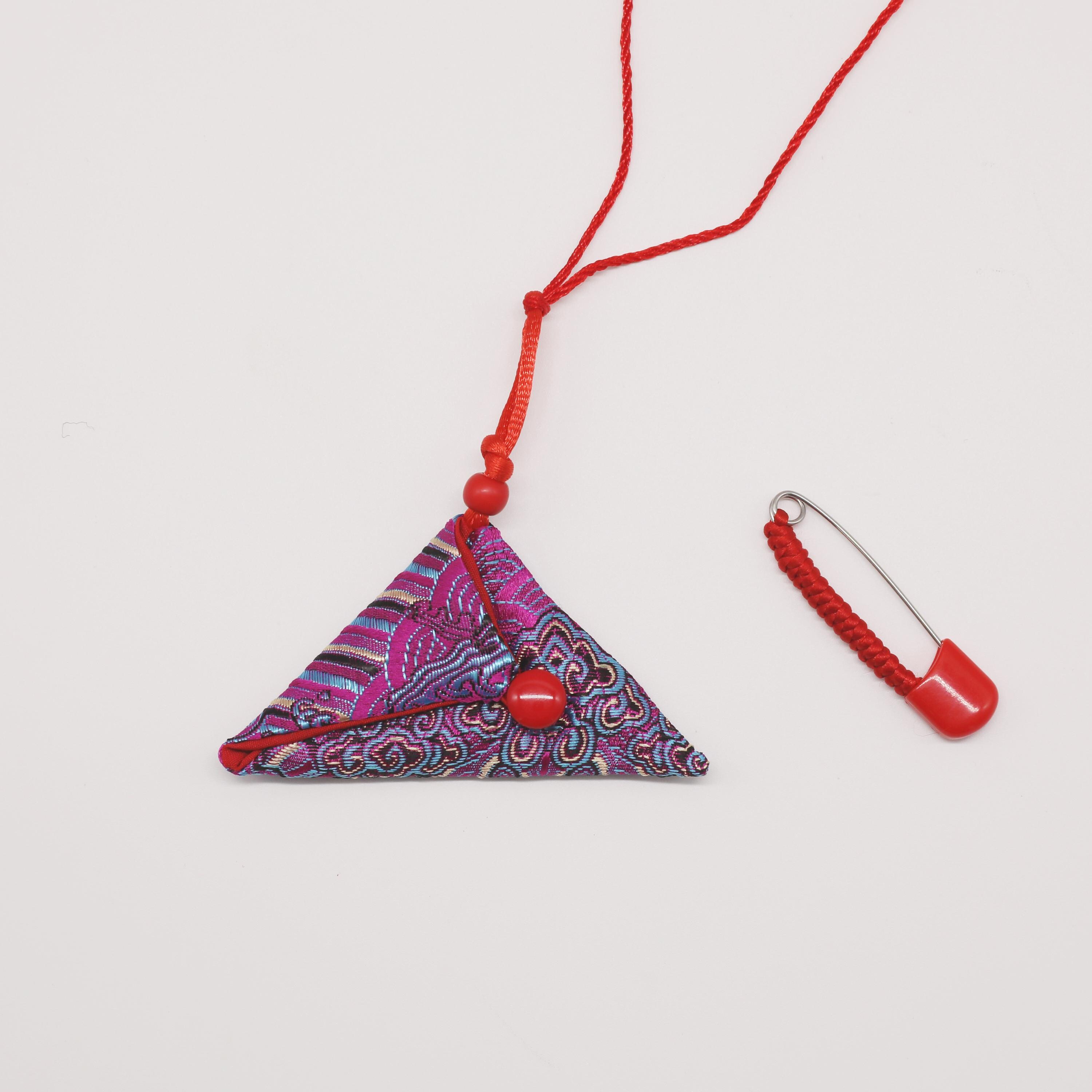 Purple Triangle Pouch, Hand Made Pouch, Mini Bag With Rope, Talisman ...