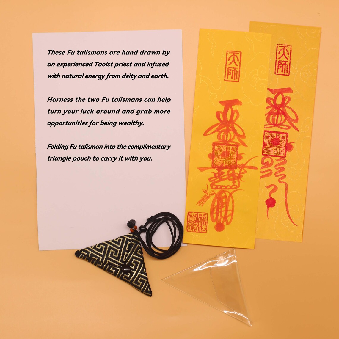 Hand-drawn Taoist Fu Talisman Set: Home Protection & Wealth - Etsy