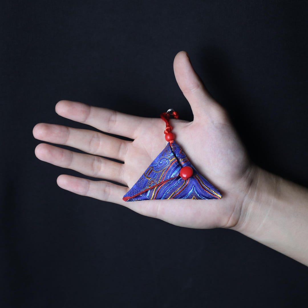 Talisman Fabric Pouch, Hand Sewn Pouch, Talisman Necklace, Blue ...