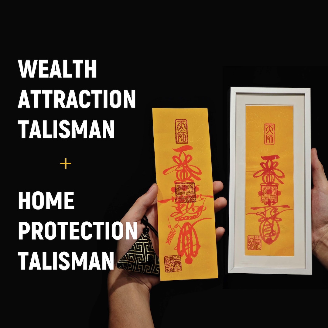 Hand-drawn Taoist Fu Talisman Set: Home Protection & Wealth - Etsy