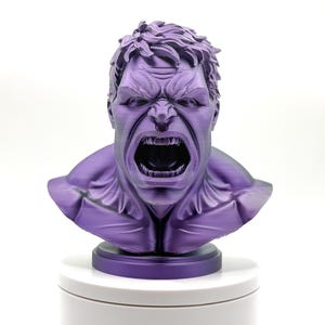 Purple Hulk Inspired Bust, 3D Printed Superhero Statue, Comic Book Desk ...