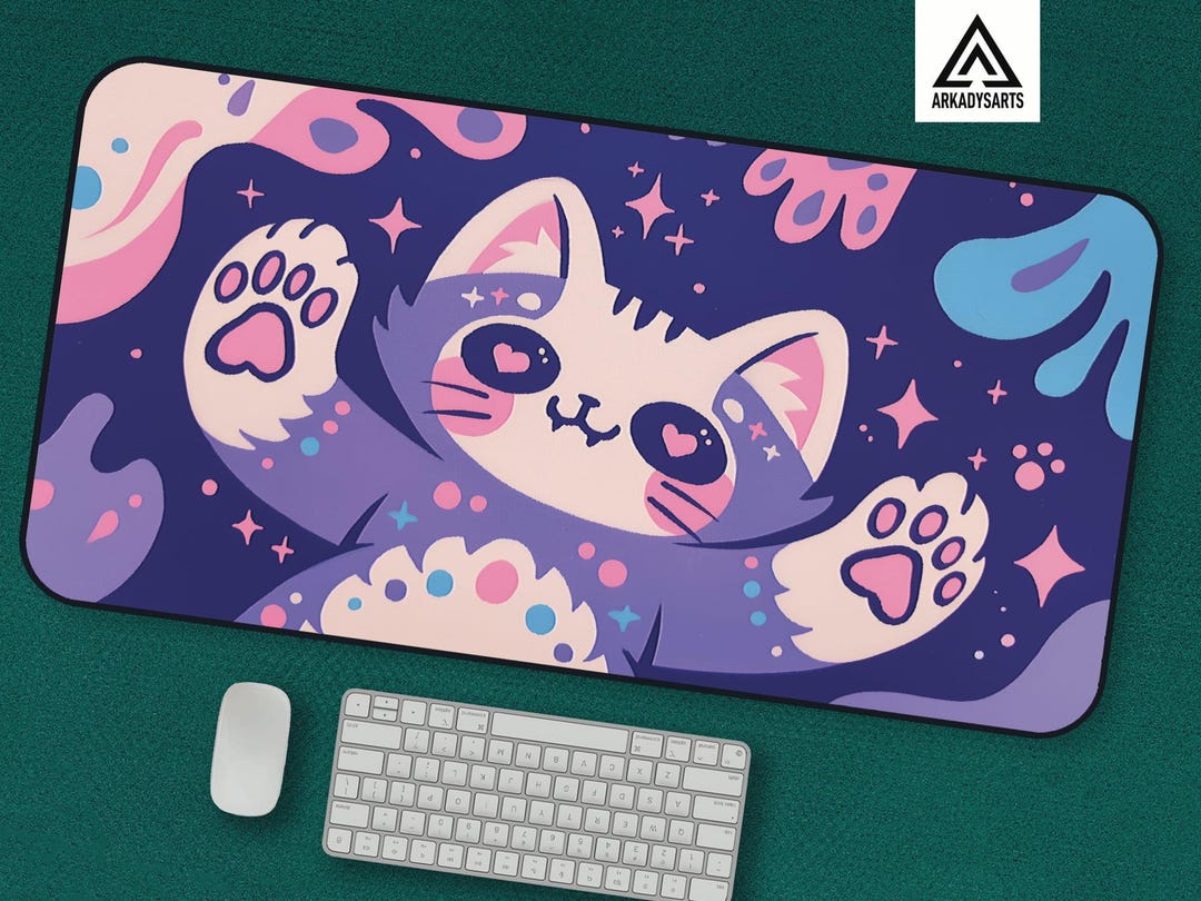 Kawaii Cat Mouse Pad - Cute Pastel Design - Perfect for Gaming, Office ...