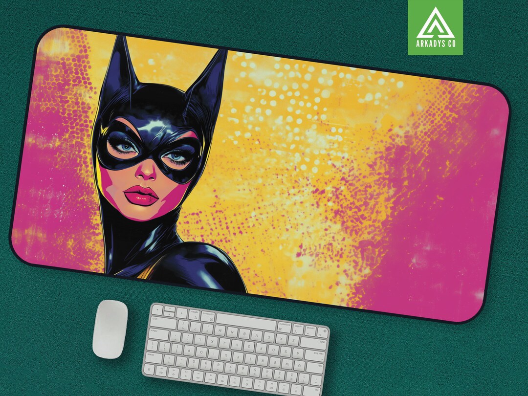 Catwoman Pop Art Mouse Pad Bold Desk Mat for Office & Gaming Comic Book ...